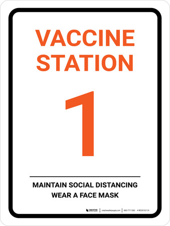 Vaccine Station 1 Portrait - Wall Sign