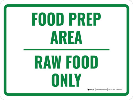 Food Prep Area Raw Food Only Landscape - Wall Sign