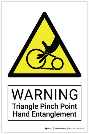 Warning: Triangle Pinch Point Hand Entanglement Hazard - Label
