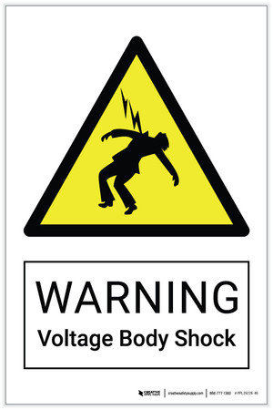 Warning: Voltage Body Shock Hazard - Label | Creative Safety Supply