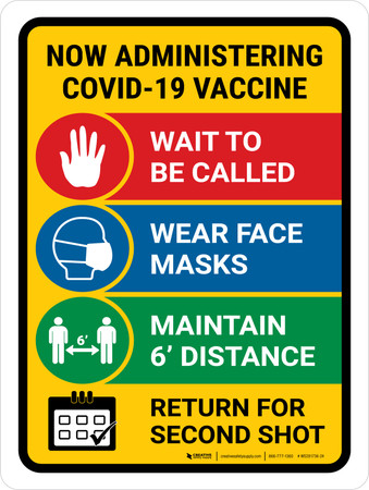 Now Administrating Covid-19 Vaccine V2 Portrait - Wall Sign