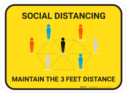 Social Distancing Maintain The 3 Feet Distance with Icons - Floor Sign