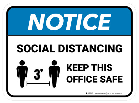Notice: Social Distancing Keep This Office Safe 3ft Rectangular - Floor ...