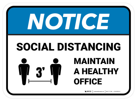 Notice: Social Distancing Maintain A Healthy Office 3ft Rectangular ...