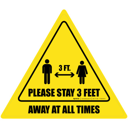 Please Stay 3 Feet Away At All Times With Icon Triangle