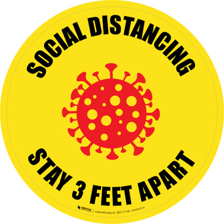 Social Distancing - Stay 3 Feet Apart - Floor Sign