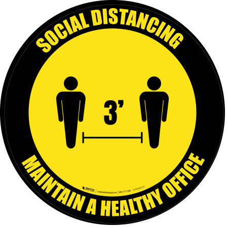 Social Distancing Maintain A Healthy Office 3ft Yellow Circular - Floor ...