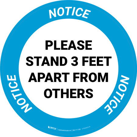 Notice: Please Stand 3 Feet Apart From Others - Circular - Floor Sign