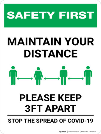 Safety First: Maintain Your Distance - Please Keep 3ft Apart Portrait ...