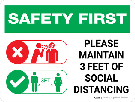 Safety First: Please Maintain 3 Feet of Social Distancing with Icons ...
