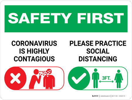 Safety First: Please Practice Social Distancing 3ft with Icons ...