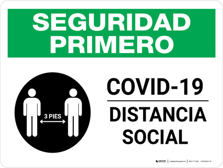 Safety First: COVID-19 Social Distancing Spanish with 3ft Icon ...