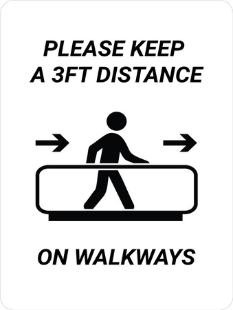 Please Keep a 3ft Distance on walkways Portrait - Wall Sign