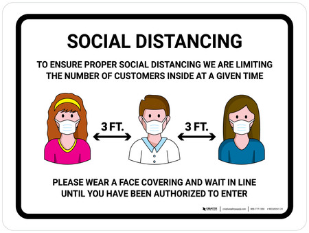 Social Distancing To Ensure Health And Safety Of Customers with 3ft ...