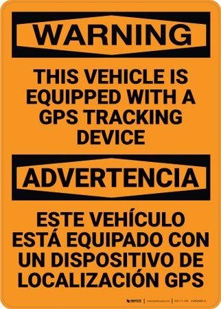Hazard: Vehicle Equipped With GPS Tracking Device - Wall Sign