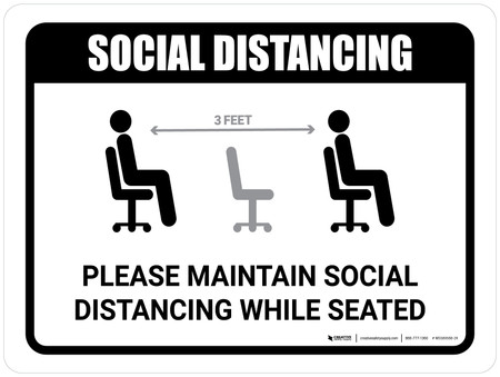 Please Maintain Social Distancing While Seated with 3ft Icon Landscape ...