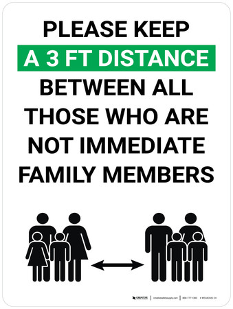 Please Keep a 3 Feet Distance Between All Those Who Are Not Immediate ...