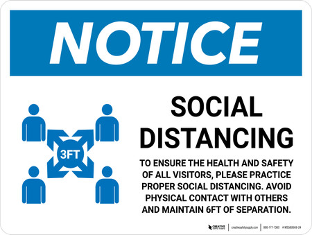 Notice: Social Distancing to Ensure Health with 3ft Icon Portrait ...