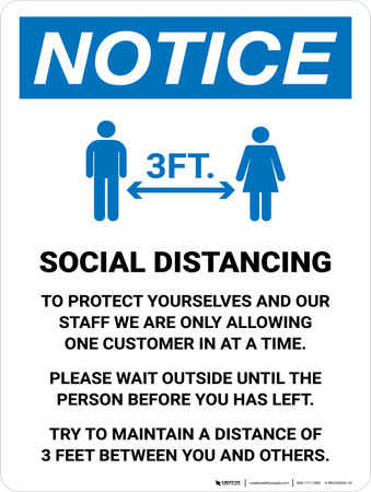 Notice: Social Distancing One Customer At A Time with 3ft Icon Portrait ...