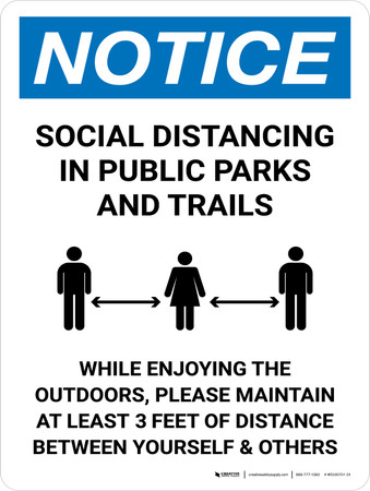 Notice Social Distancing In Public Parks And Trails 3ft Portrait - Wall ...