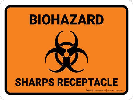 Biohazard - Sharps Receptable Landscape - Wall Sign