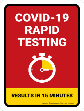 Covid-19 Rapid Testing Red Portrait - Wall Sign