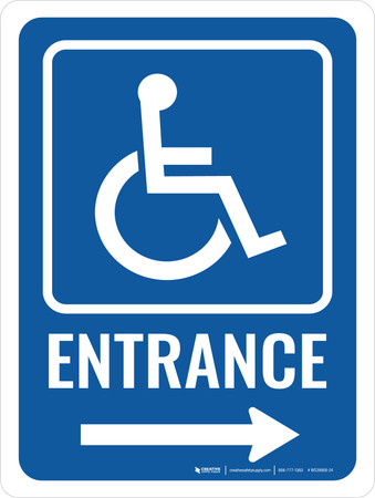 Accessible Entrance (Right Arrow) with Icon Portrait - Wall Sign ...