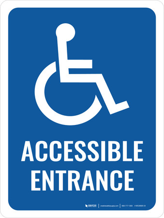 Accessible Entrance with Icon Portrait - Wall Sign | Creative Safety Supply