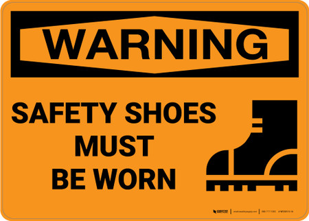 Warning: PPE Safety Shoes - Wall Sign