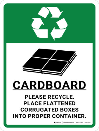 Cardboard Recycle with Icon Portrait - Wall Sign