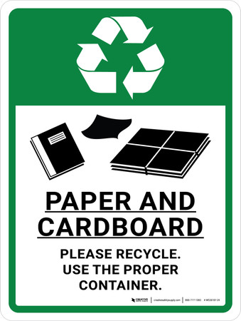 Paper & Cardboard Recycle Portrait - Wall Sign