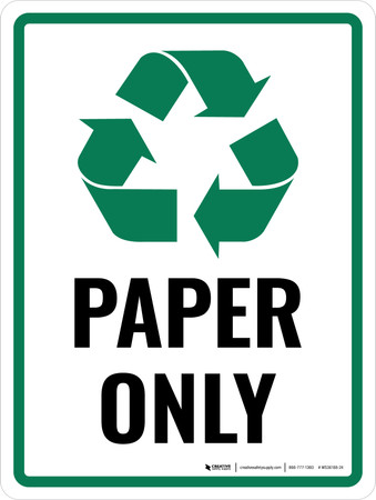 Paper Only Green with Icon Portrait - Wall Sign