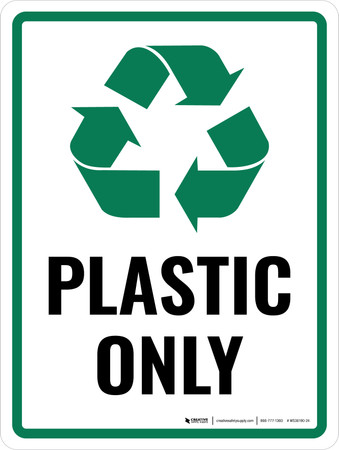 Plastic Only Green with Icon Portrait - Wall Sign