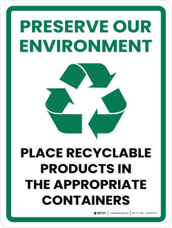 Preserve Our Environment Portrait - Wall Sign | Creative Safety Supply
