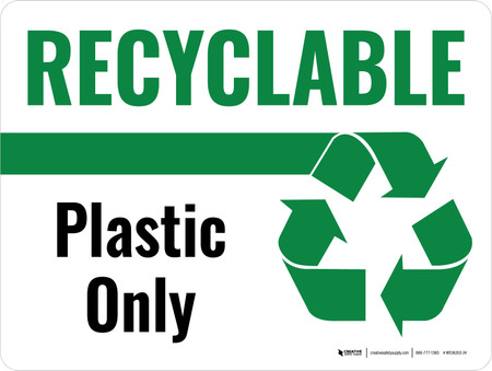 Recyclable Plastic Only Green with Icon Landscape - Wall Sign