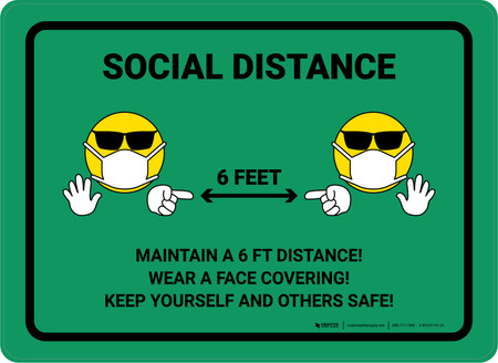 Social Distance Emojis - Maintain Distance Wear A Face Covering Green ...