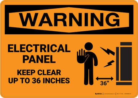 Warning: Electrical Panel Keep Clear 36 Inches With Graphic - Wall Sign