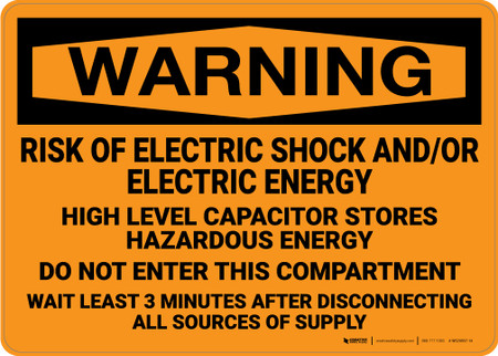 Warning: Risk Of Electric Shock Electric Energy - Wall Sign