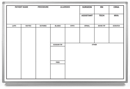 OP-Room Dry-Erase Hospital Whiteboard