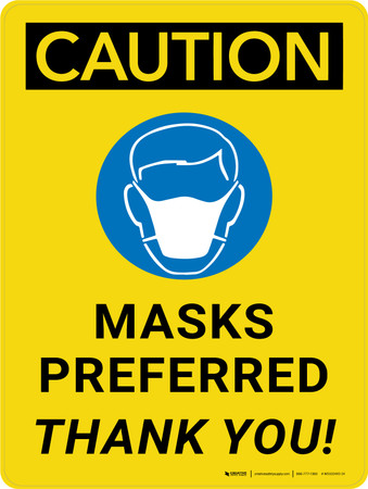 Masks Preferred Thank You - Wall Sign | Creative Safety Supply