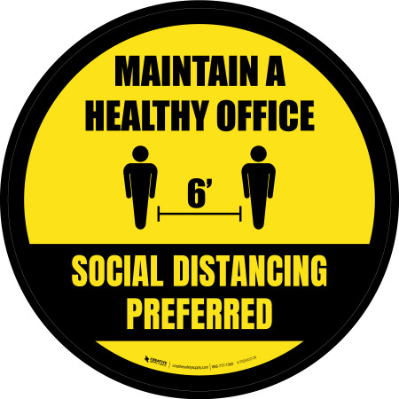 Maintain A Healthy Office Social Distancing Preferred Circular - Floor Sign