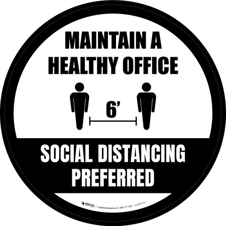 Maintain A Healthy Office Social Distancing Preferred White Circular ...
