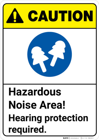 Caution: Hazardous Noise Area Hearing Protection Required ANSI - Wall ...