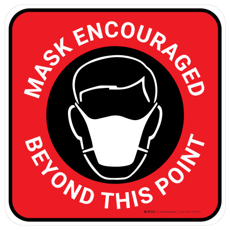 Mask Encouraged Beyond This Point Square Red - Floor Sign