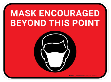 Mask Encouraged Beyond This Point Red Rectangular - Floor Sign