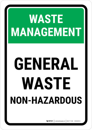Waste Management: General waste non-hazardous Portrait - Wall Sign