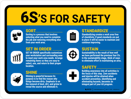 6S For Safety Landscape - Wall Sign | Creative Safety Supply