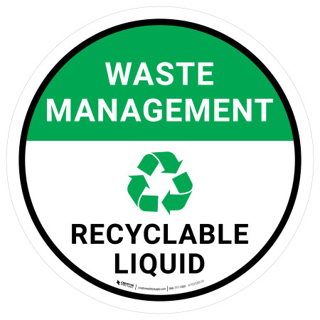 Waste Management: Recyclable Liquid Round - Floor Sign