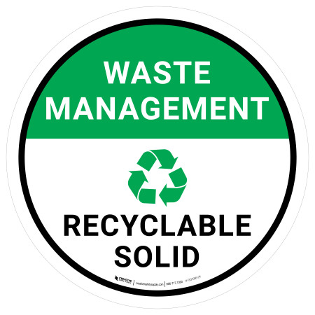 Waste Management: Recyclable Solid Round - Floor Sign