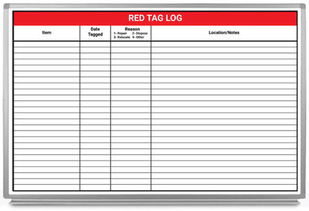 Red Tag Log Whiteboard
